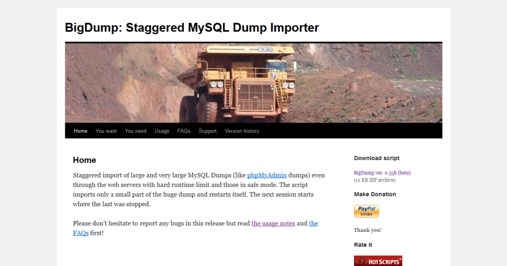 WCAデータベースのMySQLへのインポートにはBigDumpを使うと高速で楽 :: terabo.net